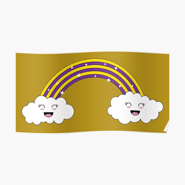 Kawaii Rainbow And Clouds Intersex Pride Flag Poster By Spectrumoflove