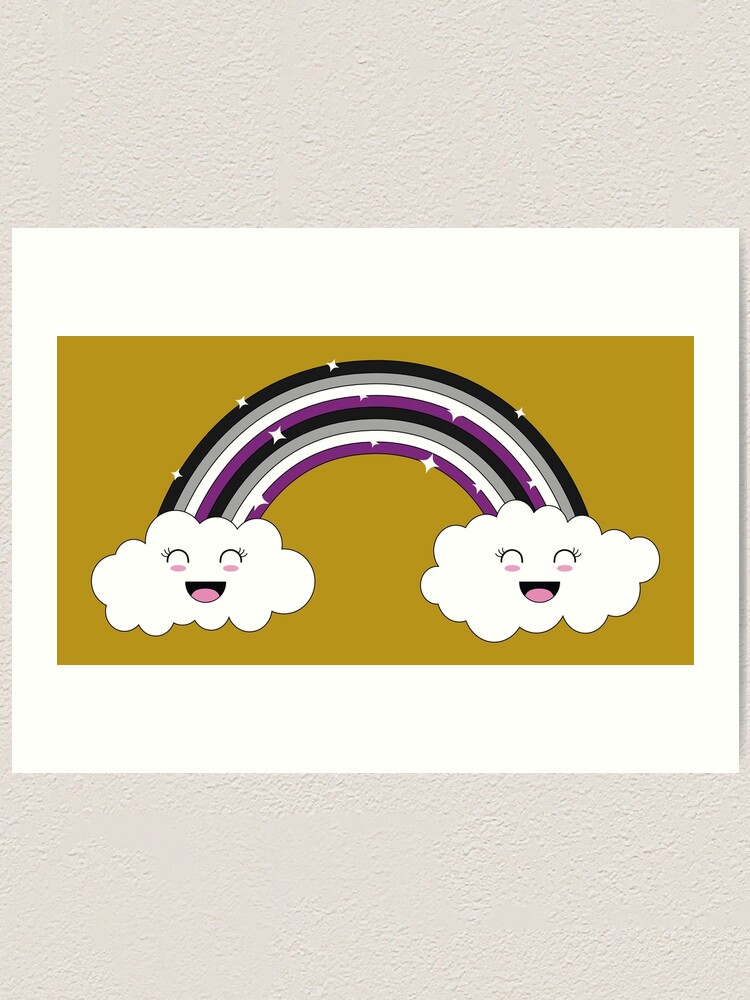 Kawaii Rainbow And Clouds Asexual Pride Flag Art Print By