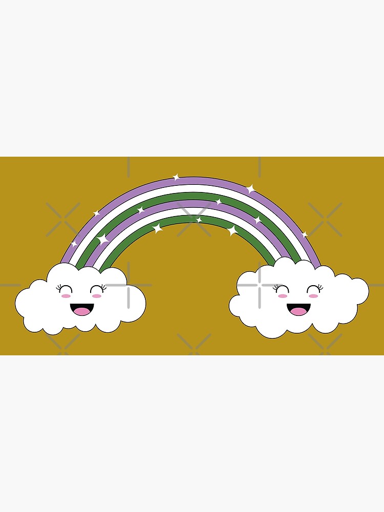 Kawaii Rainbow And Clouds Genderqueer Pride Flag Canvas Print By