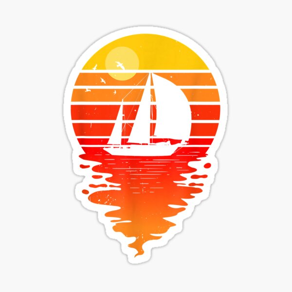 "Vintage Sailing Sail Boat Sunset Retro Sailboat" Sticker for Sale by ...