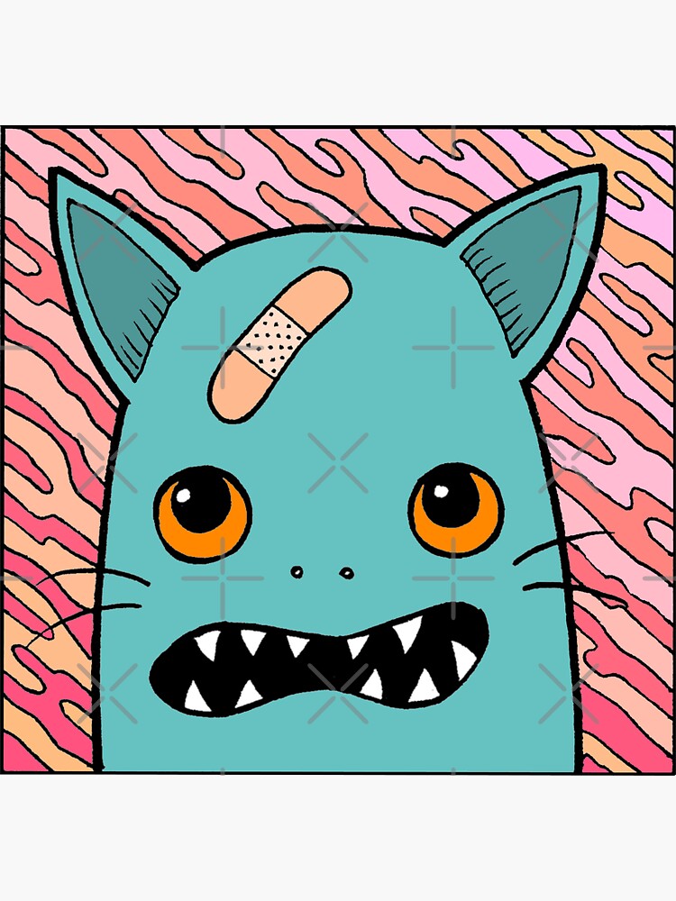 "Blue Monster with Band-Aid" Sticker for Sale by SquashBlossom1 | Redbubble
