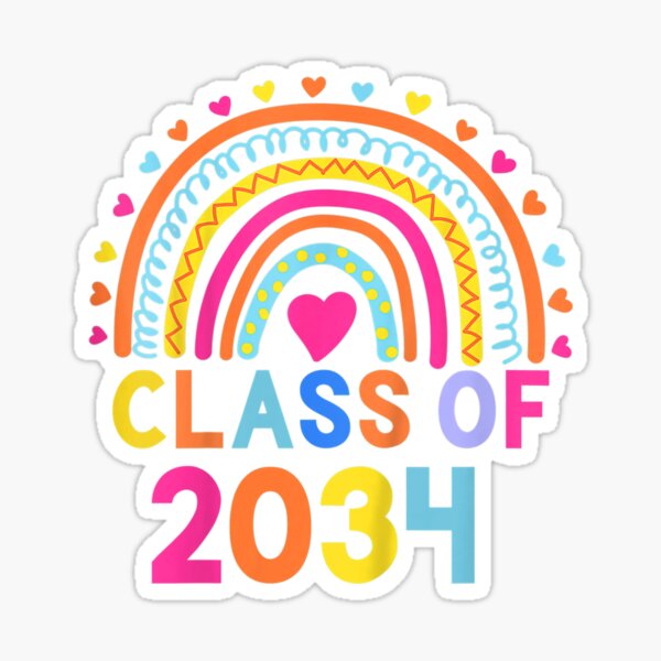 "Class Of 2034 Rainbow Girls Boys Teacher Graduation graduate " Sticker ...