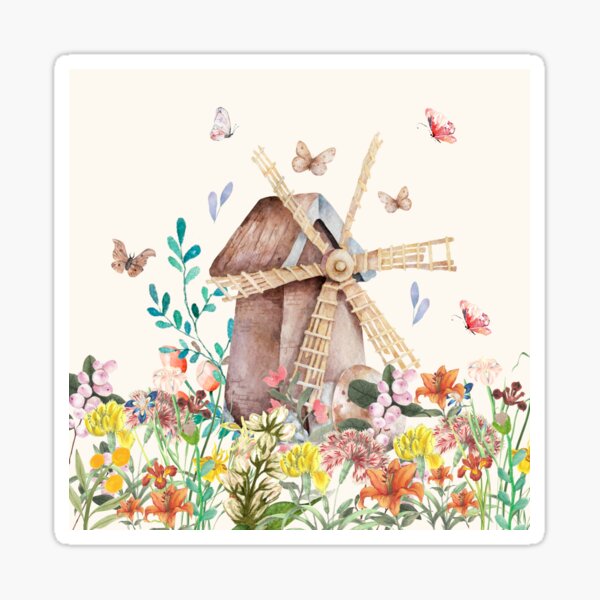 "Wind Mill" Sticker for Sale by Pearl-Island | Redbubble