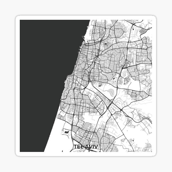 "Tel Aviv Map Gray" Sticker for Sale by HubertRoguski | Redbubble