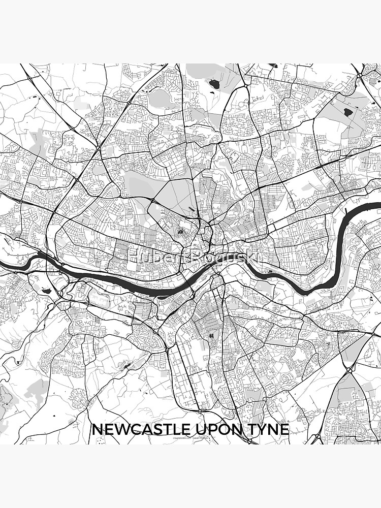 "Newcastle upon Tyne Map Gray" Photographic Print for Sale by ...