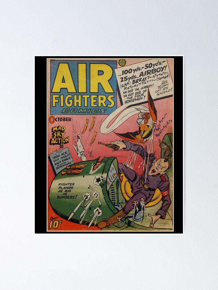 "Vintage Plane Aircraft Aviation Retro WW2 War Comic Poster Aviator ...