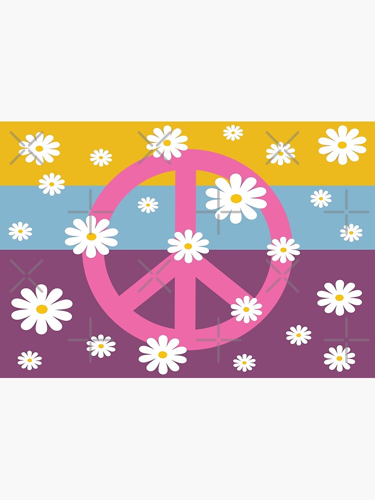 "Retro Peace Sign with Daisies" Art Print for Sale by IkonolexiArt ...