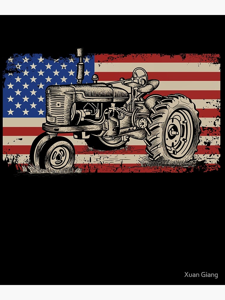 Farm Tractors Usa Flag Patriotic Farming T Poster By Xuangiang