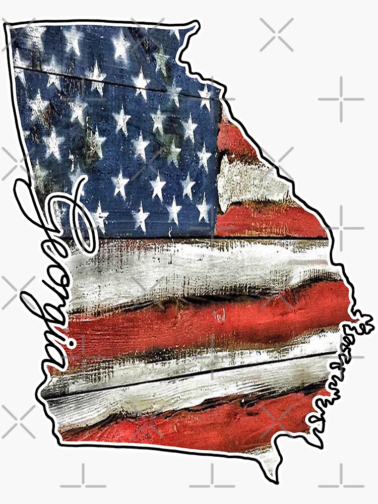 "Georgia State Outline with USA Flag" Sticker for Sale by Statepallets ...