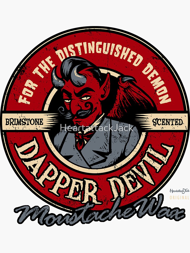 "Dapper Devil Moustache Wax" Sticker for Sale by HeartattackJack ...