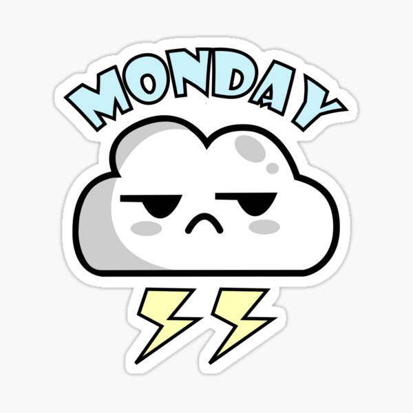 "Bad Monday Kawaii" Sticker for Sale by DAFIN | Redbubble