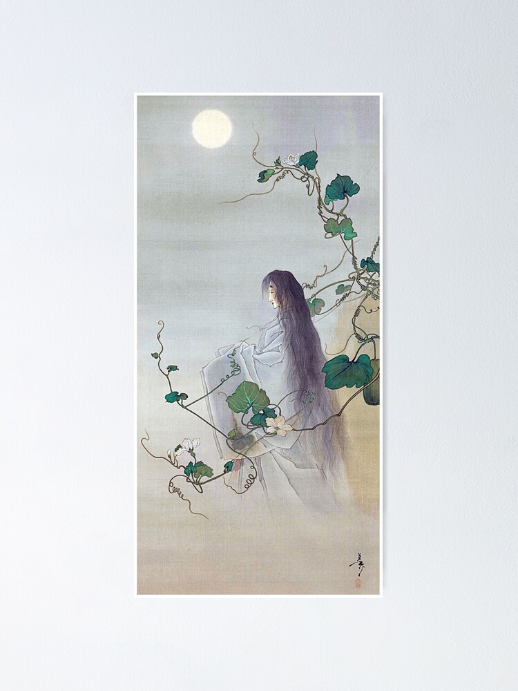 "Japanese Painting Moonflower Woman Tsukioka Yoshitoshi" Poster for ...