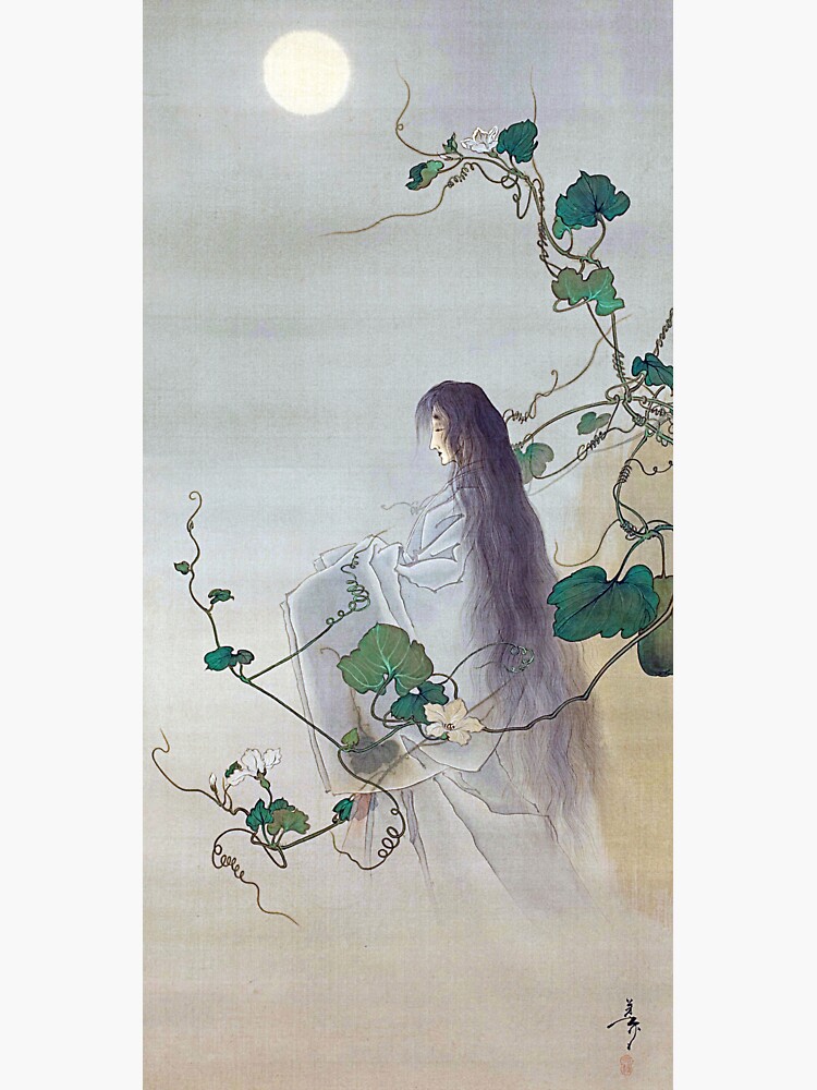 "Japanese Painting Moonflower Woman Tsukioka Yoshitoshi" Sticker for ...