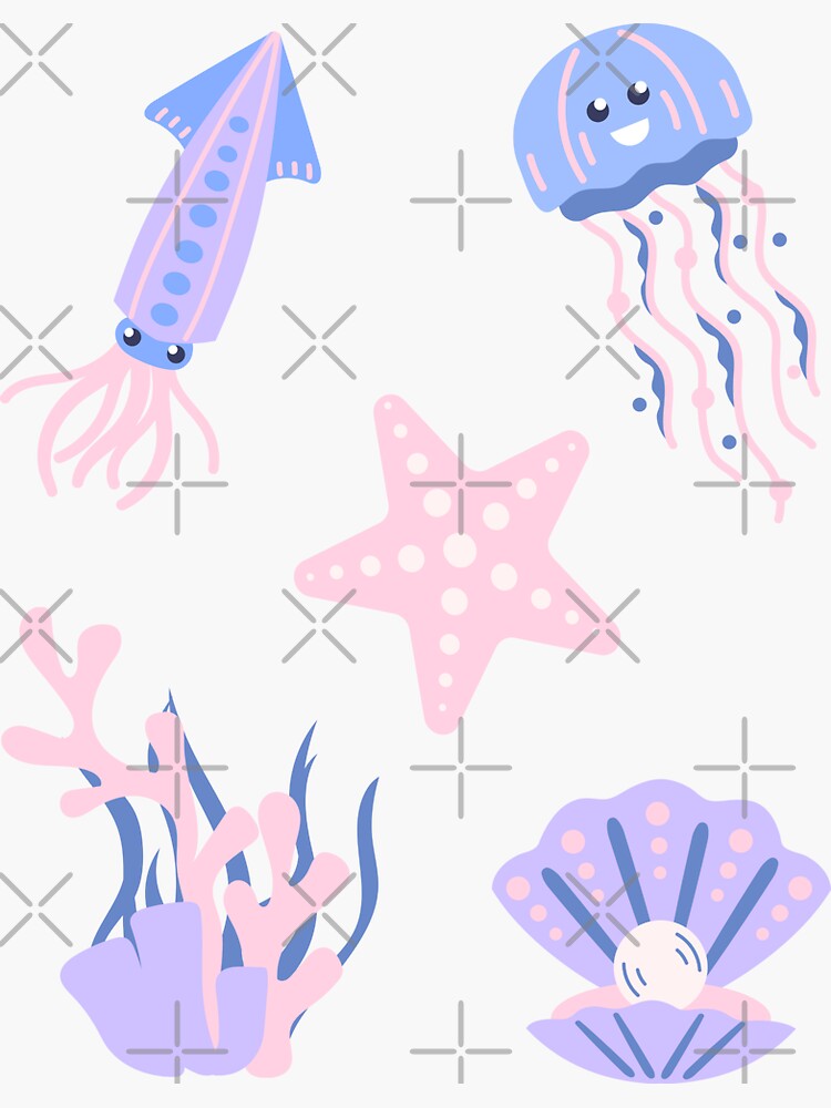 "Pastel Under the sea creatures | Underwater Sea Creatures | Squid ...