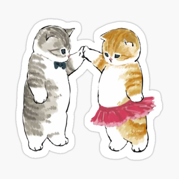 "cute kitty cat dancing" Sticker for Sale by ChelsterLand | Redbubble