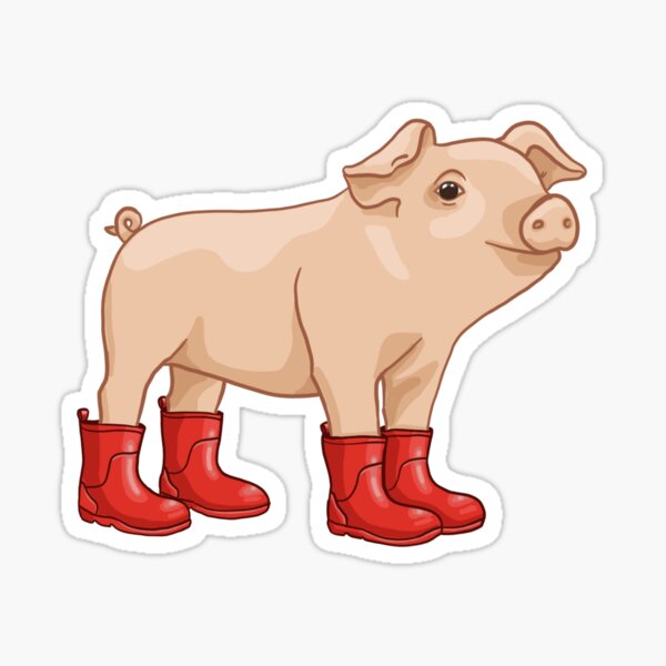 "Piglet in rain boots" Sticker for Sale by Milanicole | Redbubble