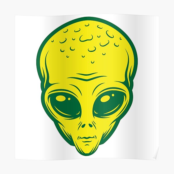 "Yellow Alien Head" Poster by RIGHTCHUS | Redbubble