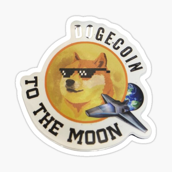 "Doge T-Shirt : DOGE to the moon with spaceship !" Sticker for Sale by ...