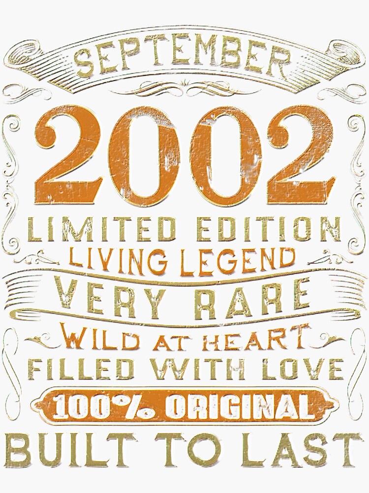 "Vintage 19 Years Old September 2002 19th Birthday Gift Ideas" Sticker ...