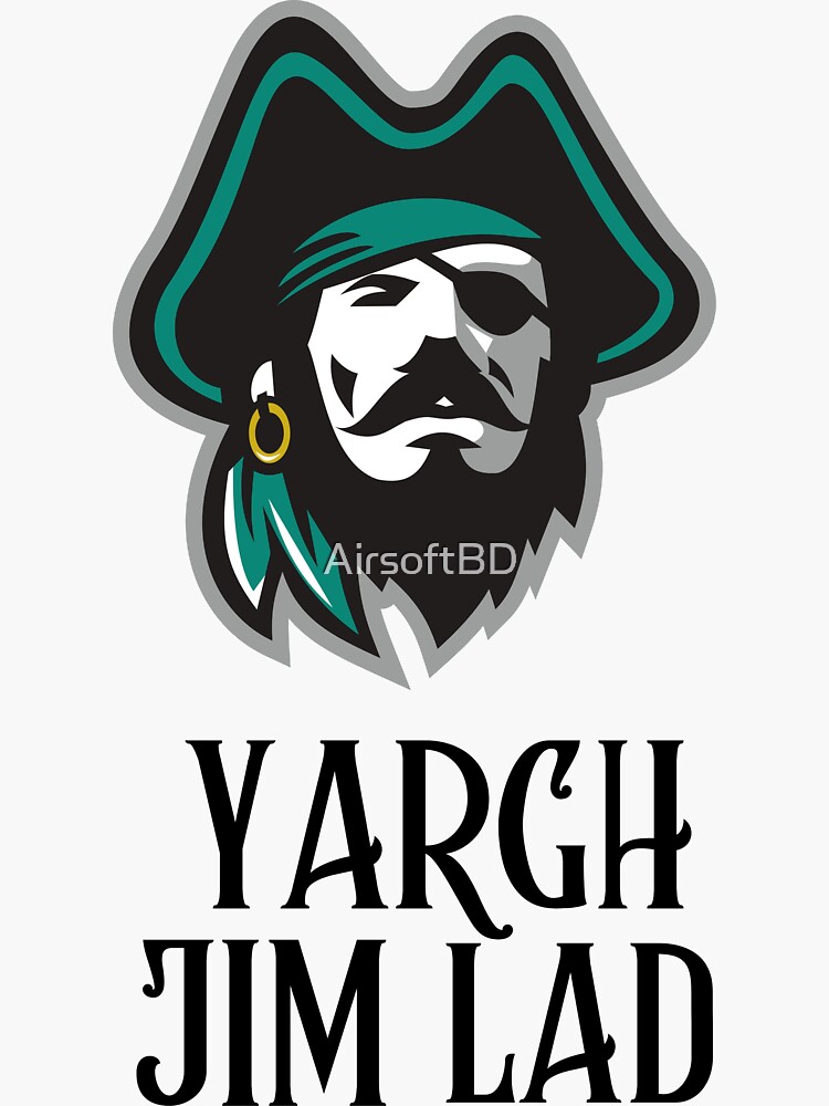 "Yargh JIm Lad Pirate Style Graphic Illustration" Sticker for Sale by ...