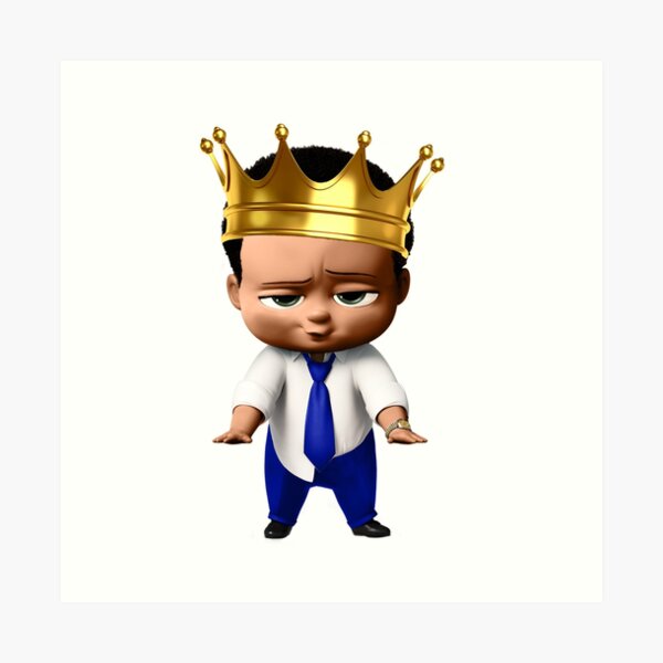 " Baby boss with crown, birthday boy Black" Art Print for Sale by ...