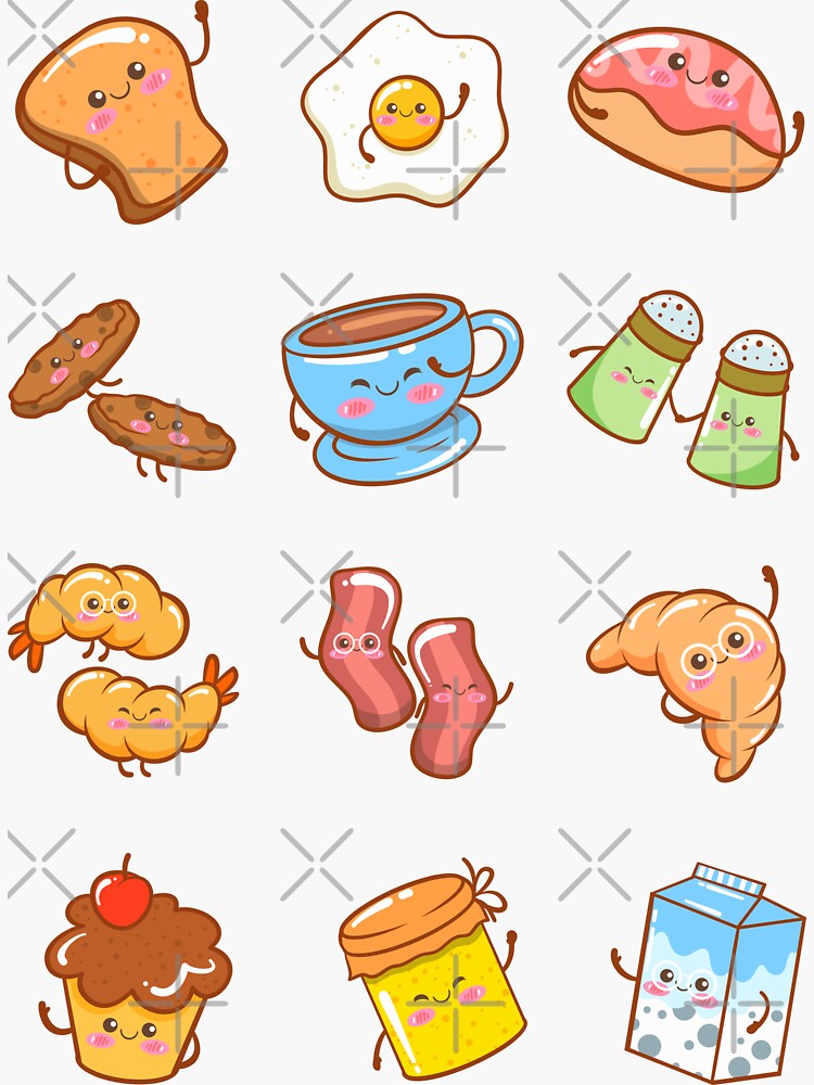 "Funny, Cute , Chibi food characters" Sticker by Musestudiodz | Redbubble