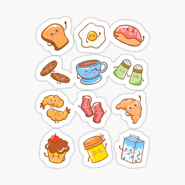 "Funny, Cute , Chibi food characters" Sticker by Musestudiodz | Redbubble