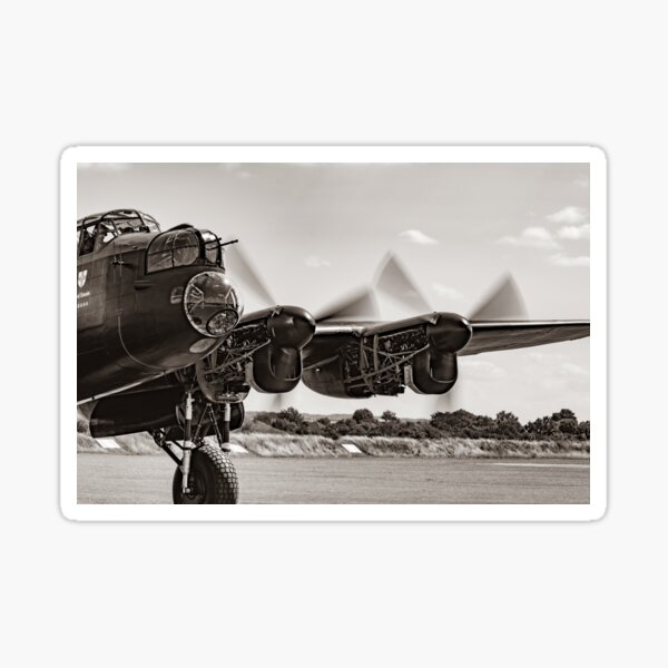 "Lancaster Bomber in Black and White" Sticker for Sale by Ruffus11 ...