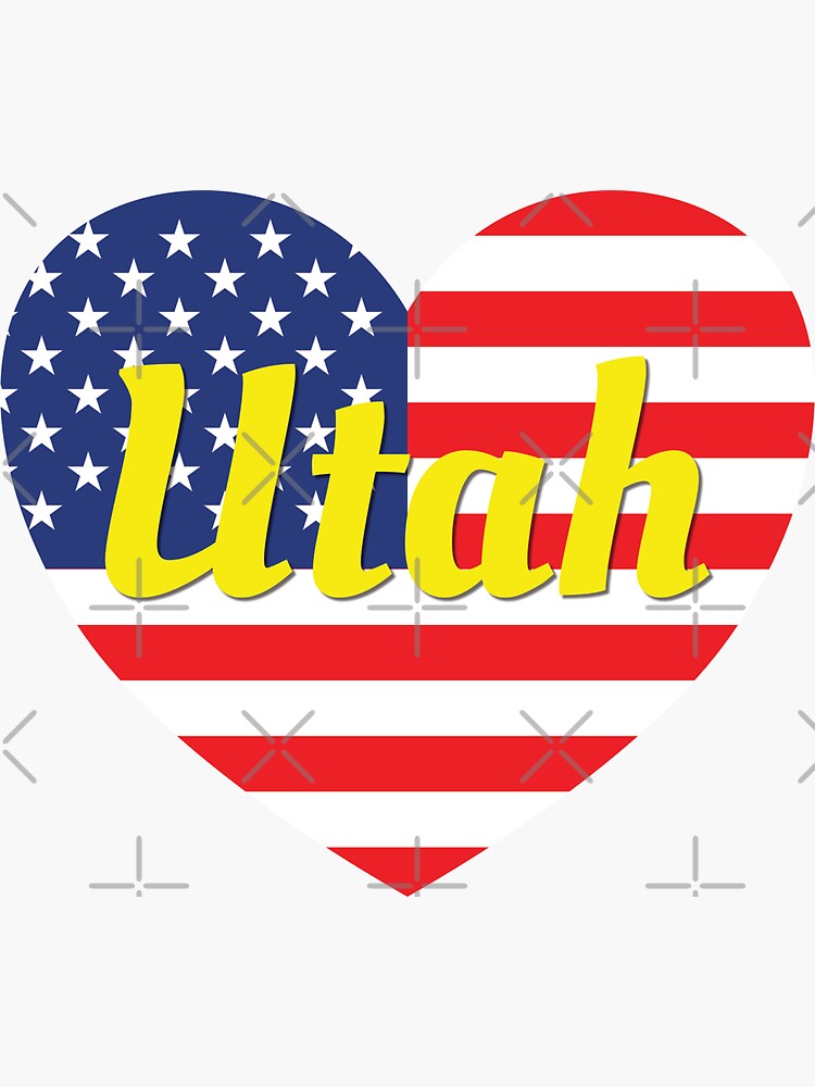 "Utah American Flag Heart (White) - Utah" Sticker for Sale by DPattonPD ...
