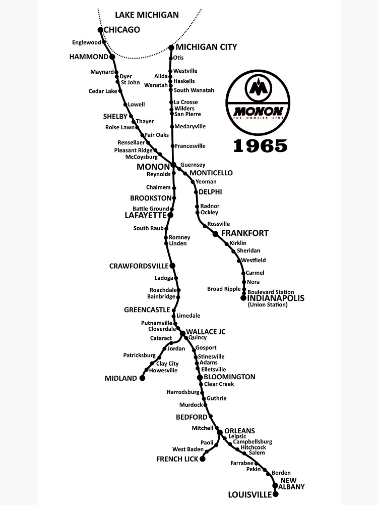 "MONON RAILROAD SYSTEM 1965" Sticker for Sale by rail-line-art | Redbubble