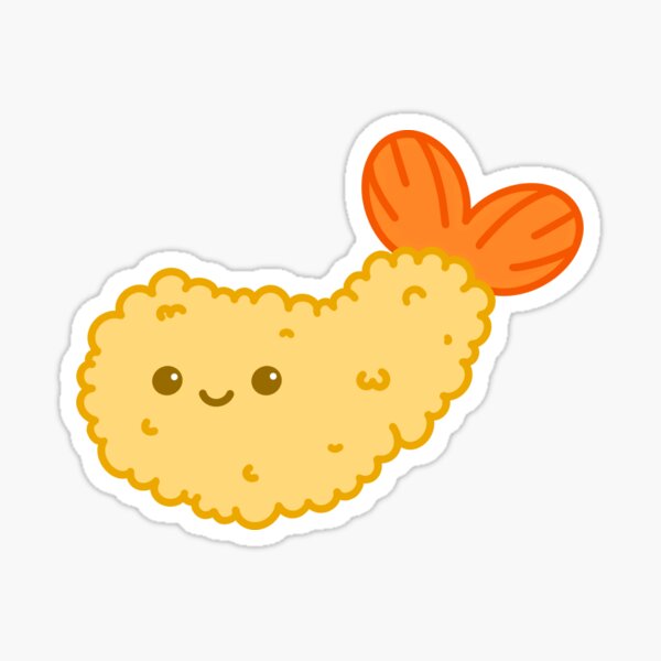 "happy shrimp tempura " Sticker for Sale by TheseThings | Redbubble