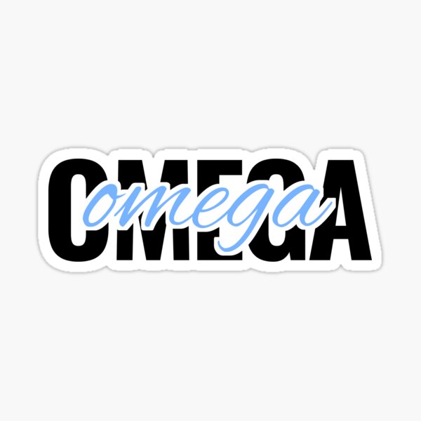 "Omega - Blue Cursive & Block Letters" Sticker by tammychau99 | Redbubble