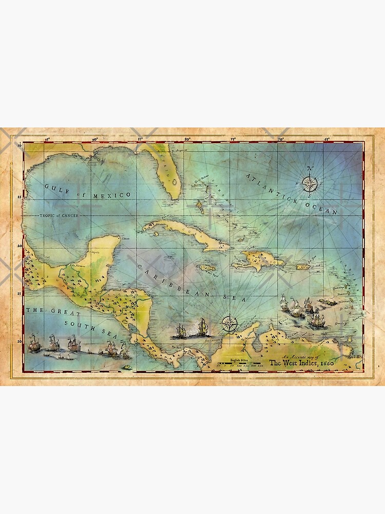 "Caribbean Pirate + Treasure Map 1660" Poster by forge22 | Redbubble