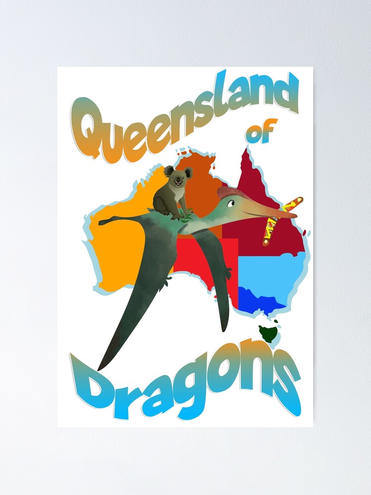 "Queensland Dragons Cute Dinosaur and Koala" Poster for Sale by ...