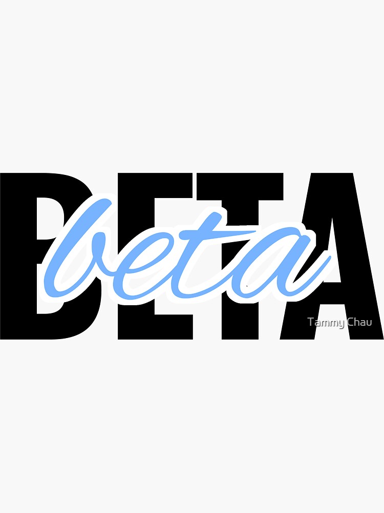 "Beta - Blue Cursive & Block Letters" Sticker by tammychau99 | Redbubble