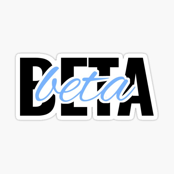 "Beta - Blue Cursive & Block Letters" Sticker by tammychau99 | Redbubble