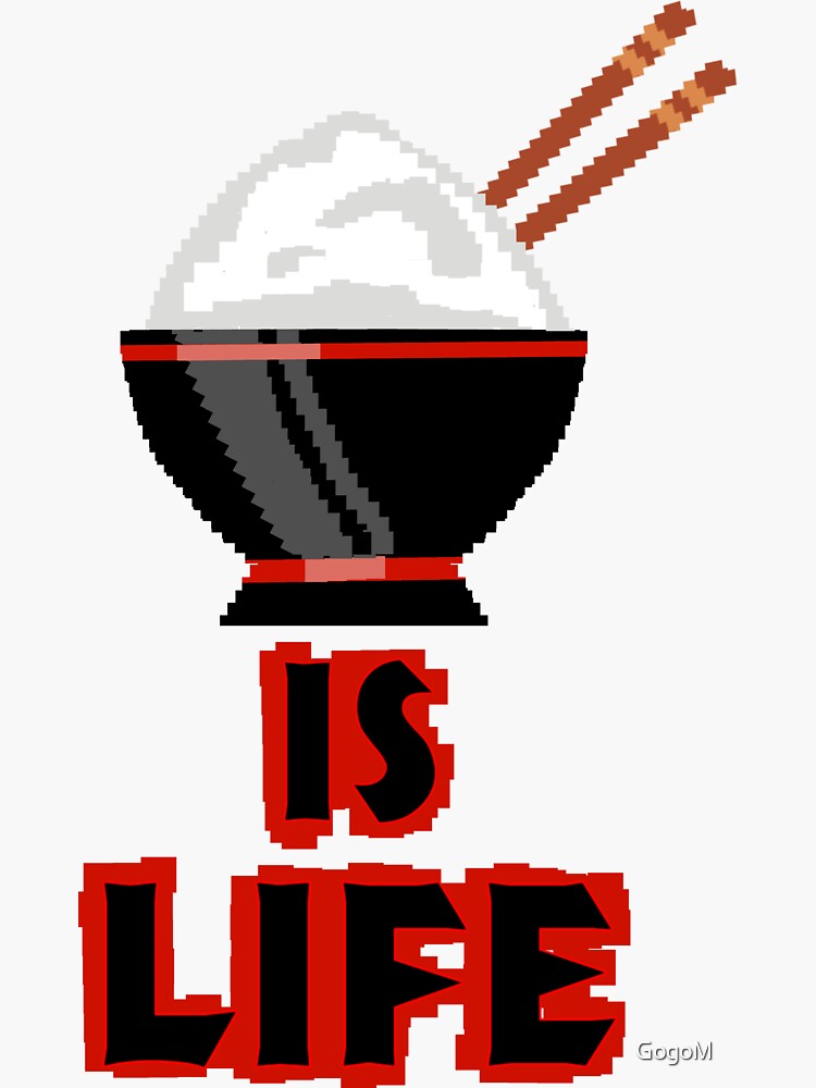 "Rice is Life pixel logo" Sticker for Sale by GogoM | Redbubble
