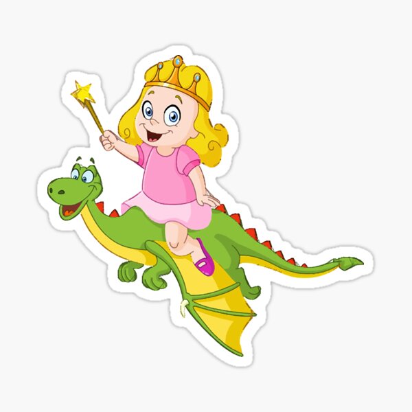 "Princess Riding Dragon " Sticker for Sale by zhonistratt | Redbubble