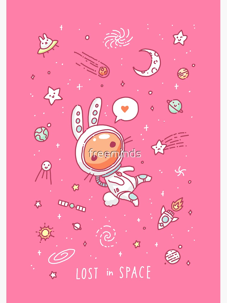 "Cute bunny in Space" Sticker for Sale by freeminds | Redbubble