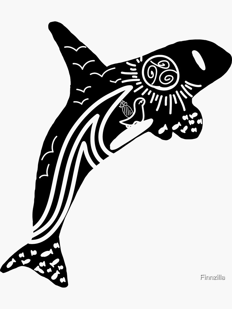 "Surf Inspired Orca" Sticker for Sale by Finnzilla | Redbubble