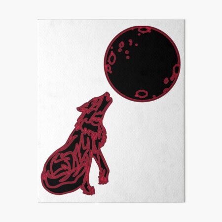 "Fenrir Calling To The Moon Red and Black" Art Board Print by ...