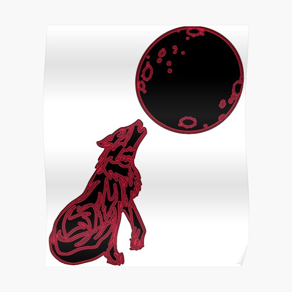 "Fenrir Calling To The Moon Red and Black" Poster for Sale by ...
