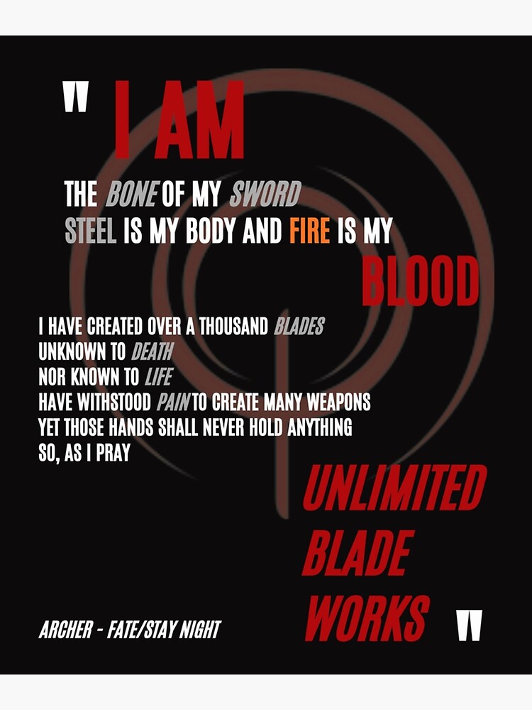 Póster «Soy el hueso de mi espada Archer FateStay Night UBW» de ...