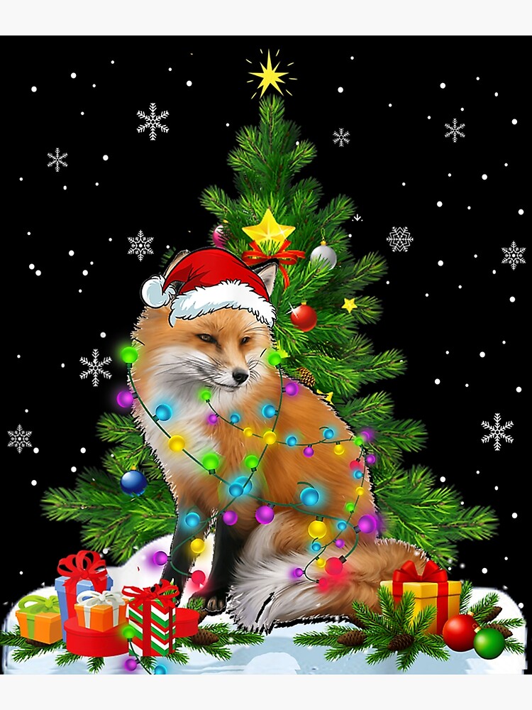 "Santa Claus Fox Christmas Tree Lights" Poster for Sale by gibala3864 ...