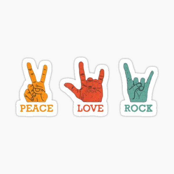 "Peace Love Rock Sign" Sticker for Sale by forestforestage | Redbubble