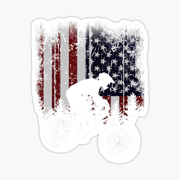 "Usa American Flag Mountain Biking" Sticker for Sale by LonnySchultz ...