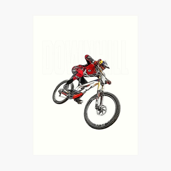 "Downhill Mountain Bike Drawing Mtb Mountain Biking Artwork" Art Print ...