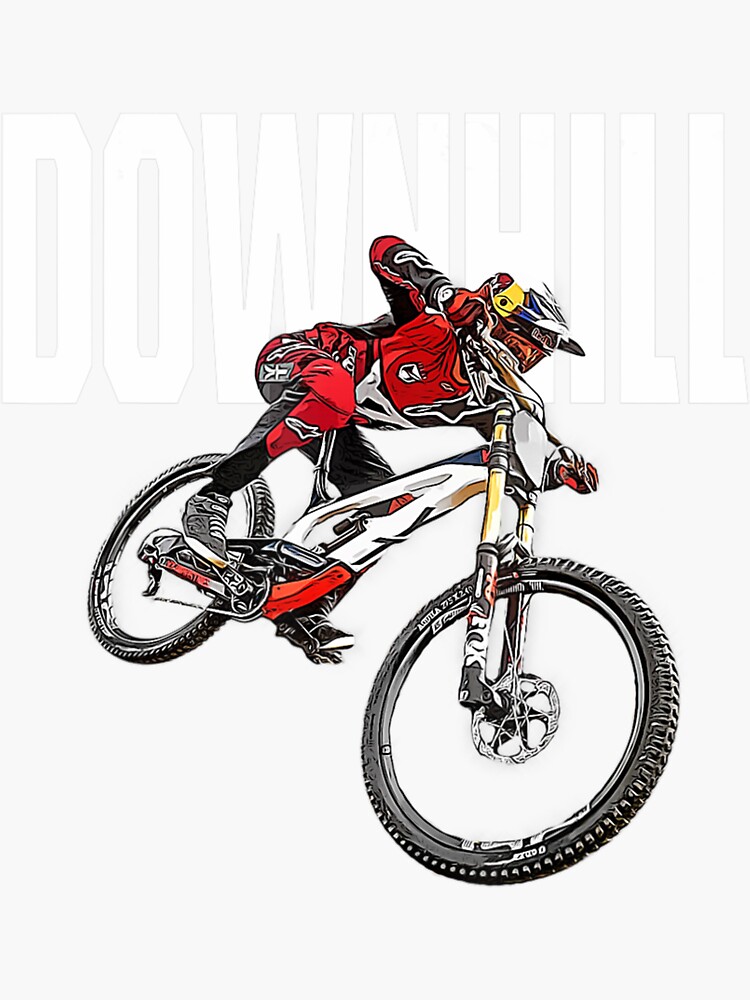 "Downhill Mountain Bike Drawing Mtb Mountain Biking Artwork" Sticker by ...