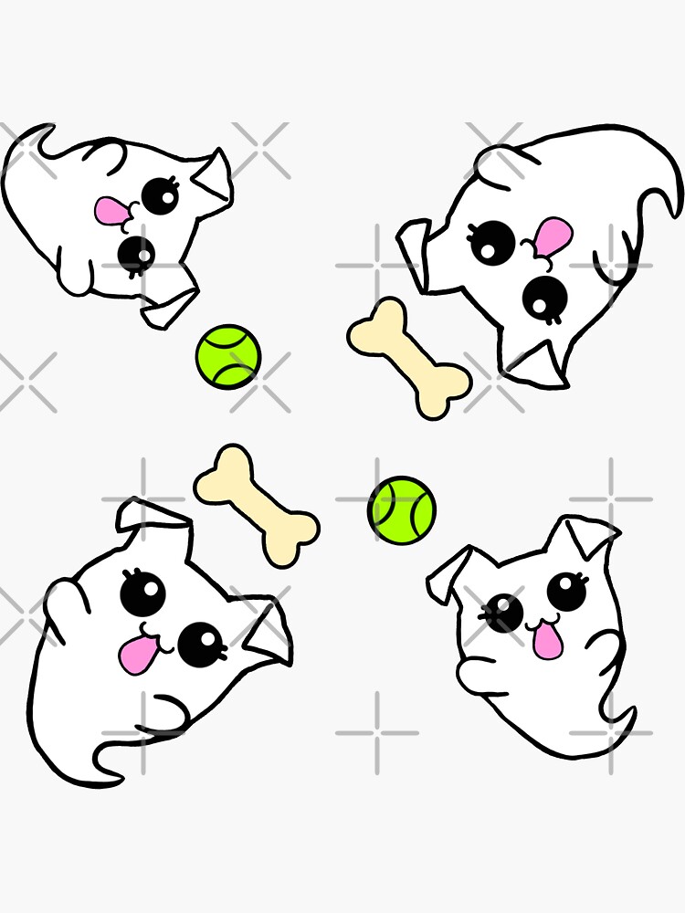 "Cute Halloween chibi dog ghosts kawaii halloween 2021" Sticker for ...