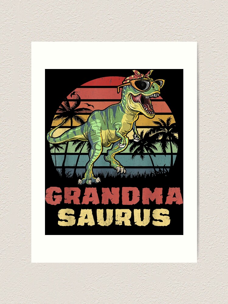 "Grandmasaurus T Rex Dinosaur Grandma Saurus Family Matching" Art Print ...